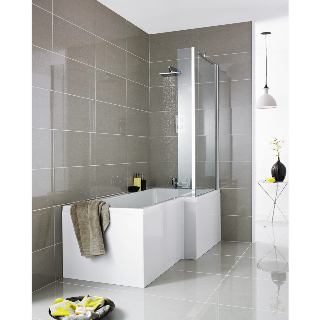 L shaped bath hudson reed square l-shaped eternalite shower bath 1700mm ...